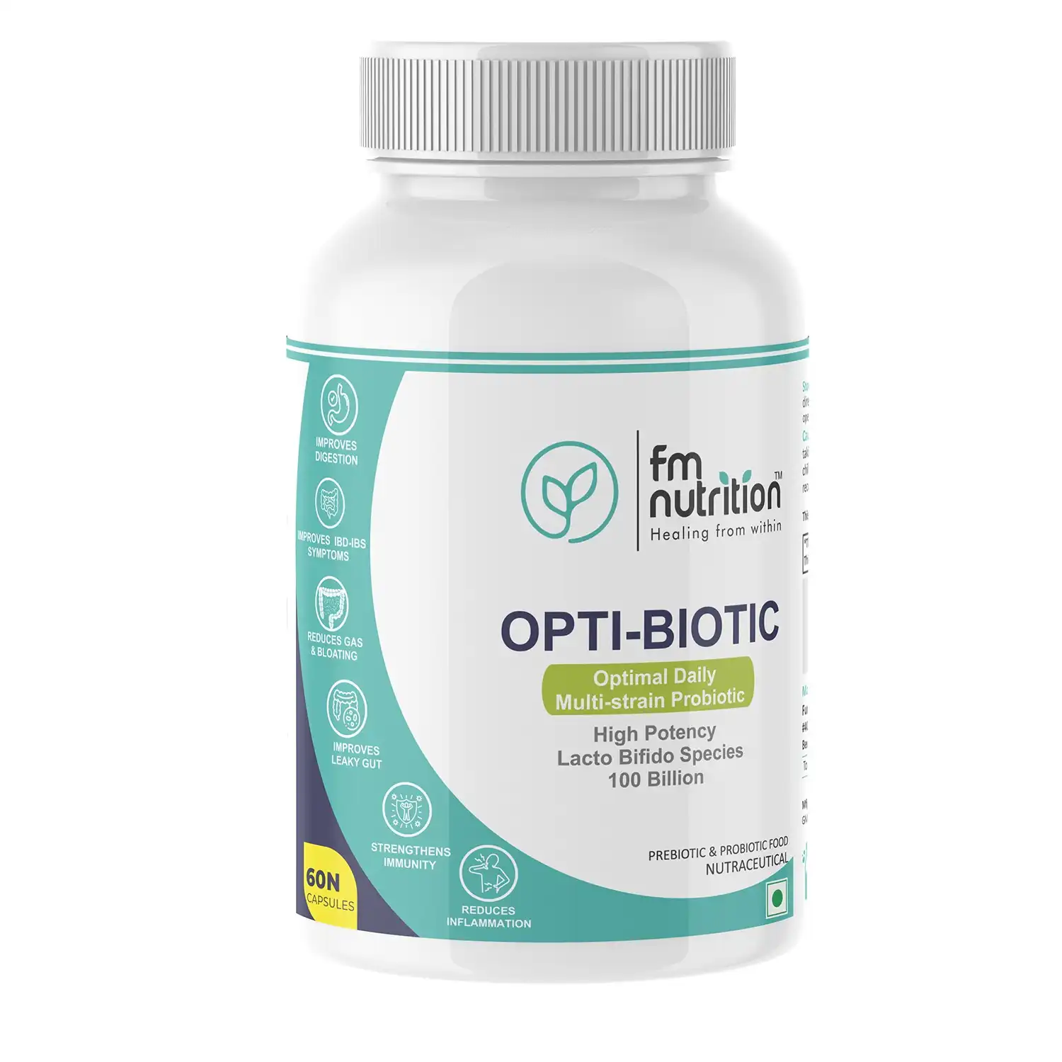 FM Nutrition Opti-Biotic, Multi-strain Probiotics, 100 billion CFU, 60 ...