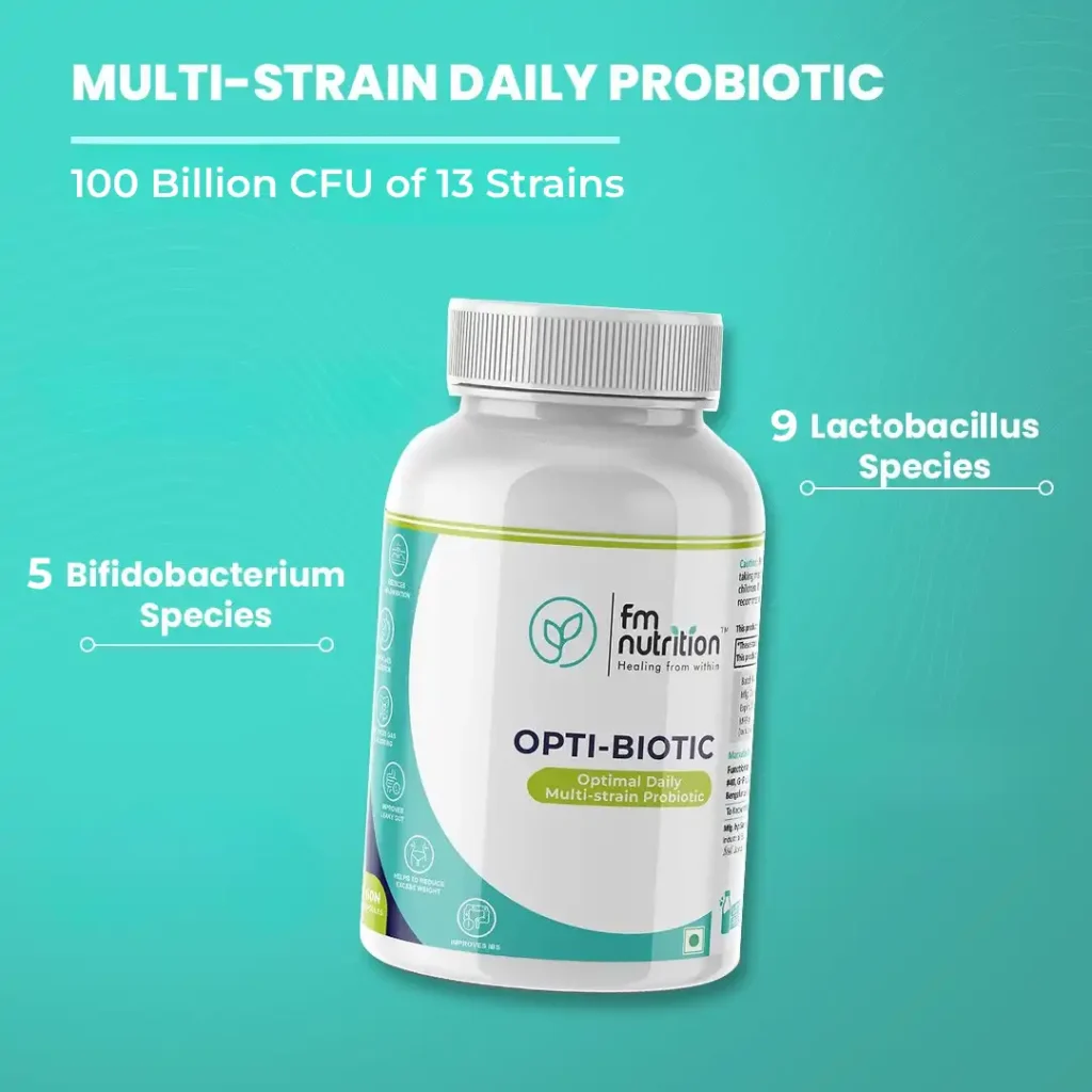 FM Nutrition Opti-Biotic, Multi-strain Probiotics, 100 billion CFU, 60 ...