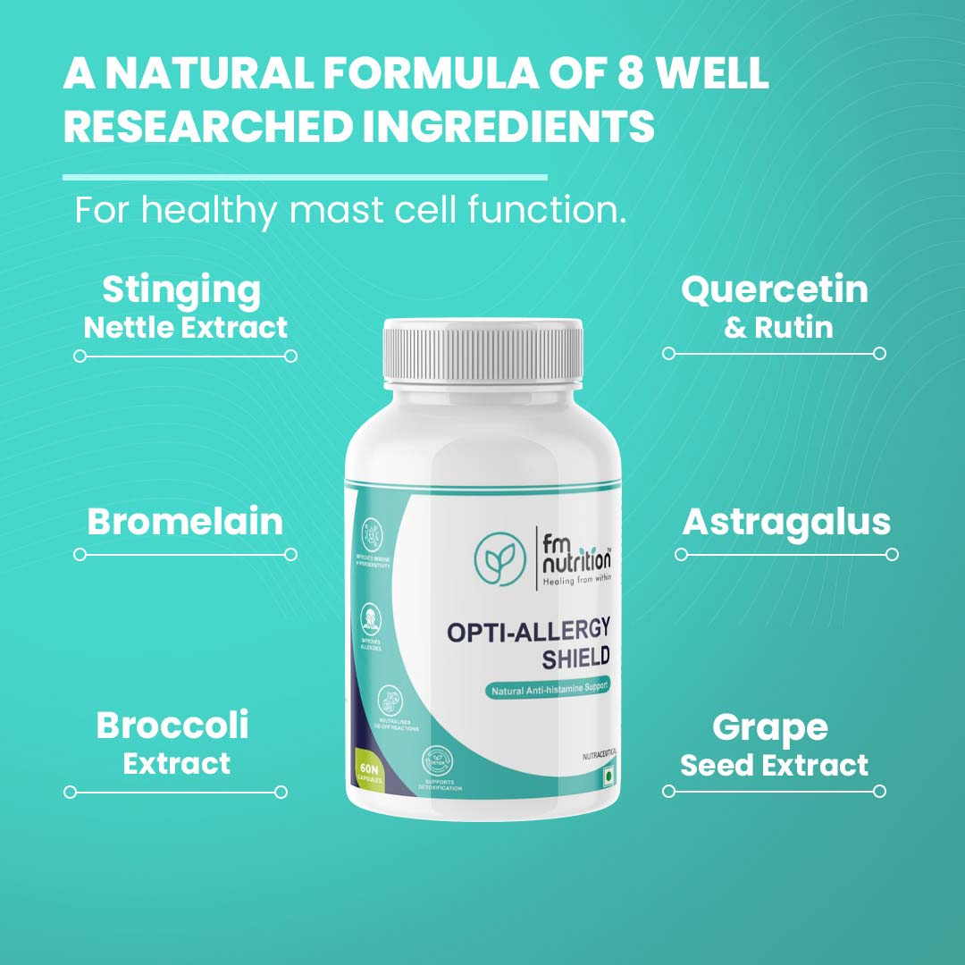 FM Nutrition Opti-Allergy Shield, Natural Antihistamine Support, 60 Veg ...