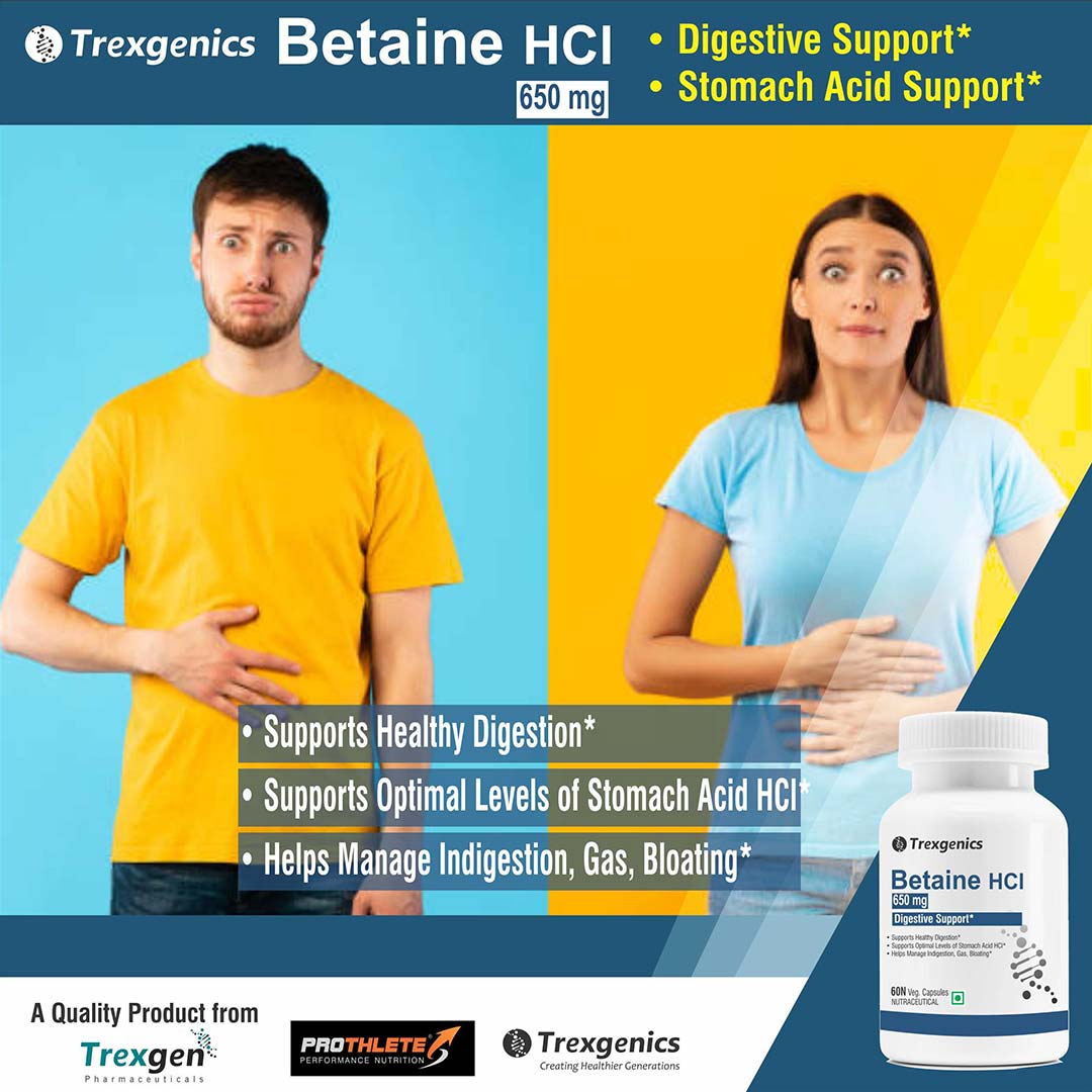 Trexgenics Betaine HCL 650mg, 60 Veg caps - FM Nutrition