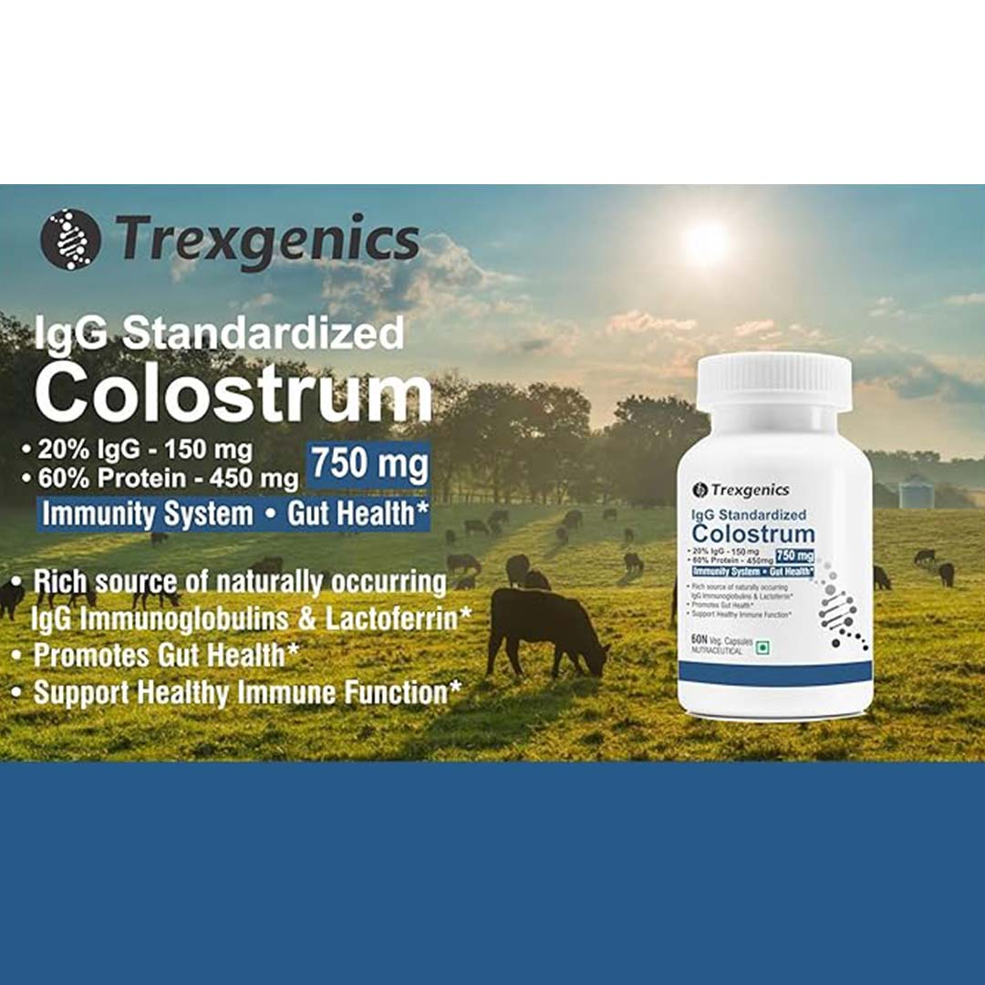 Trexgenics Colostrum 750mg, 60 Veg capsules - FM Nutrition