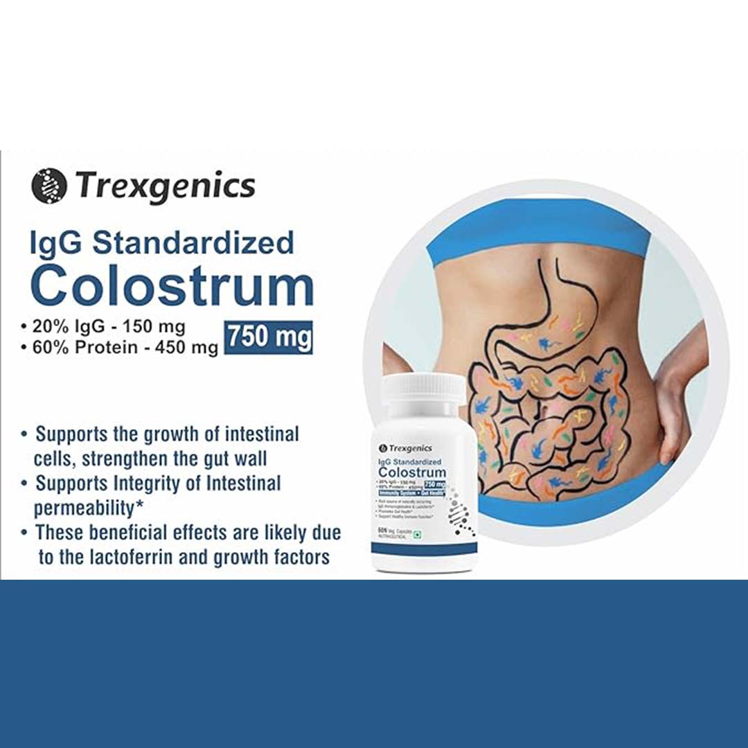 Trexgenics Colostrum 750mg, 60 Veg capsules - FM Nutrition