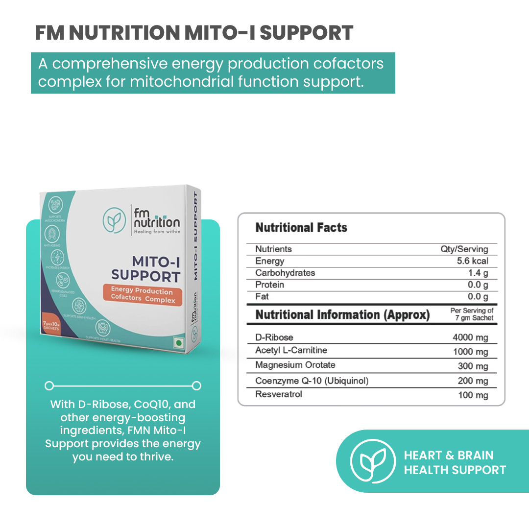 FM Nutrition Mito-I Support, Energy Production Cofactors Complex, Veg, 10 Sachets - FM Nutrition